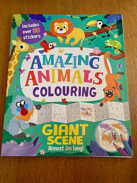 Pass the Parcel Amazing Animals Colouring Giant Scene Sticker Book & 9 ...