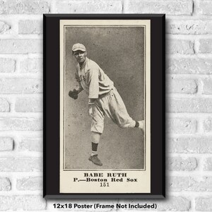 Babe Ruth 1916 M101-5 Sporting News Rookie Card Poster / Postcard ...
