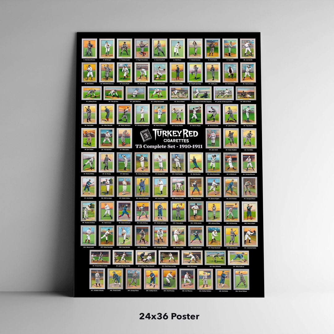 T3 Turkey Red Complete 100-card Set 24x36 Poster Baseball Card Tobacco ...