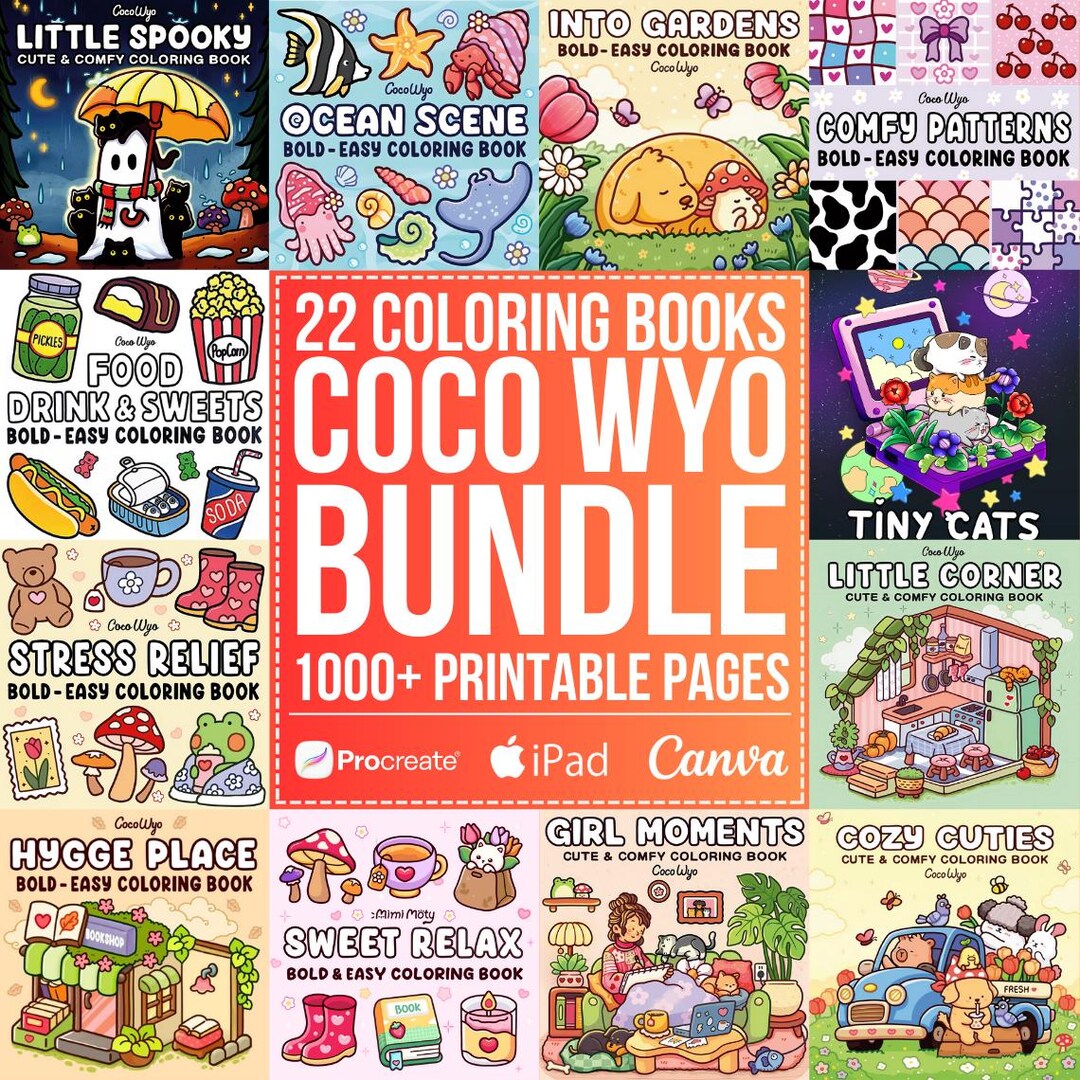 Coco Wyo Mega Bundle, 22 Digital Coloring Books for Adults and Kids ...