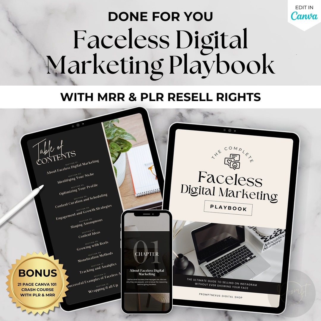 Faceless Digital Marketing Playbook W/ Master Resell Rights DFY MRR and ...