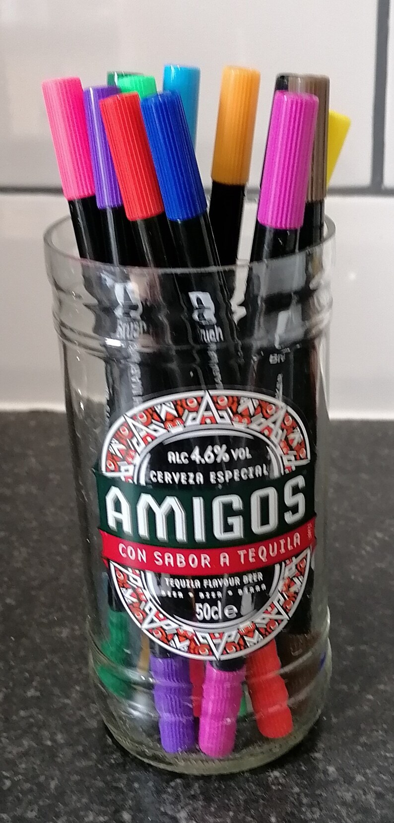 AMIGOS Tequila Flavoured Beer 500ml Recycled Glass Bottle Into Tumbler ...