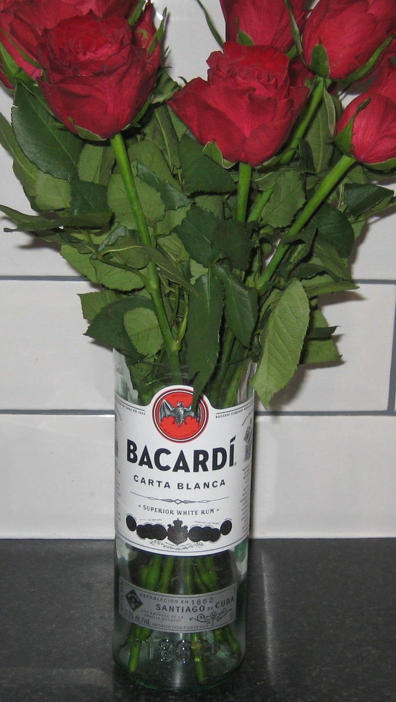 BACARDI Carta Blanca White Rum 1 Litre Recycled Glass Bottle Into Vase ...