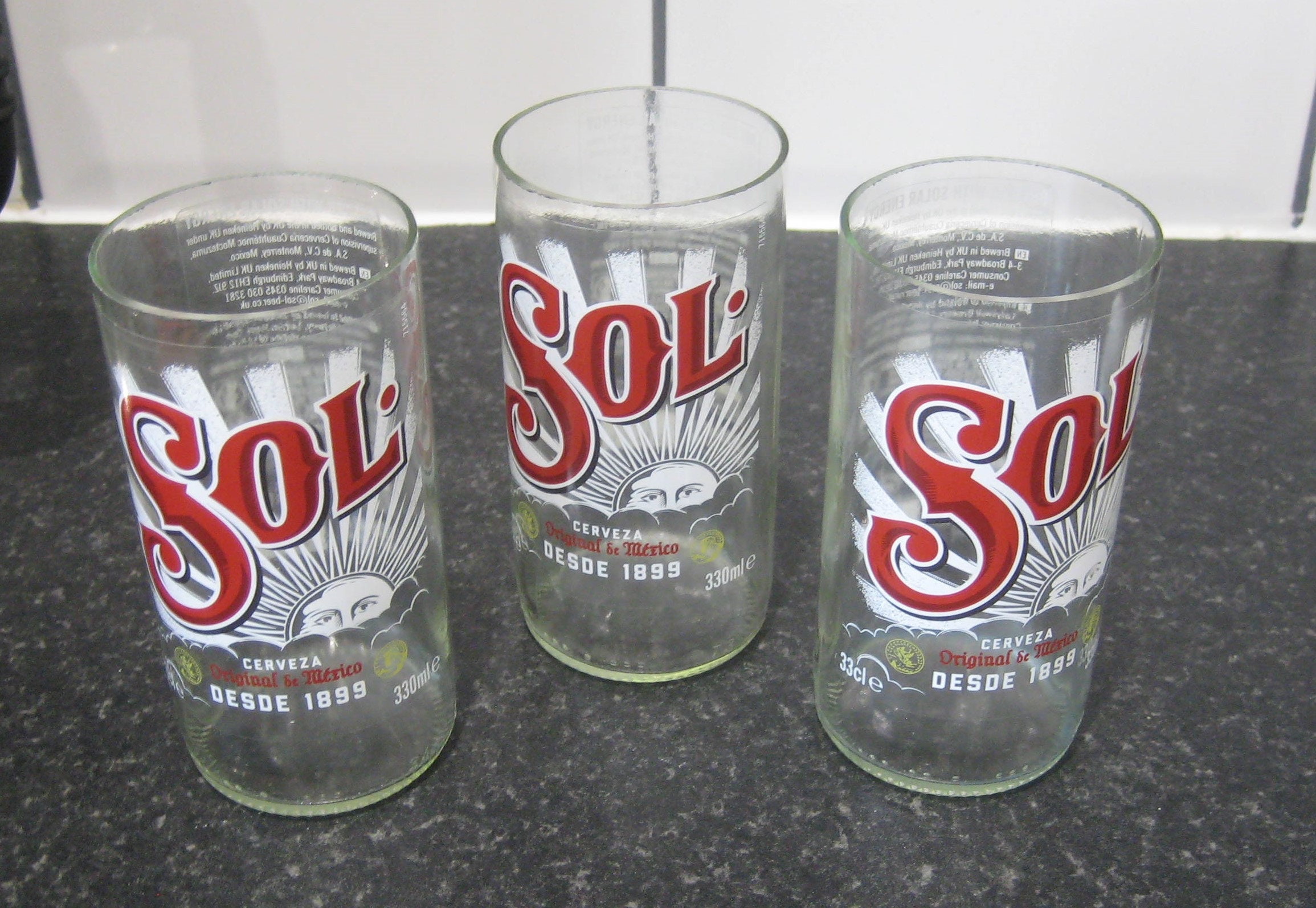 Sol Beer Lager 330ml Recycled Glass Bottle Into Tumbler Beaker Pen Pot ...