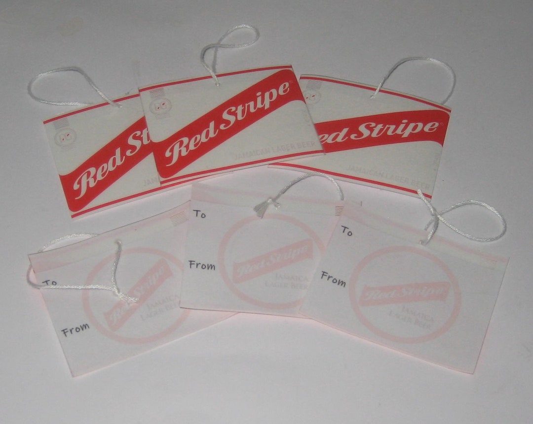6 Red Stripe Lager Beer Bottle Label Birthday Christmas Gift Tags - Etsy