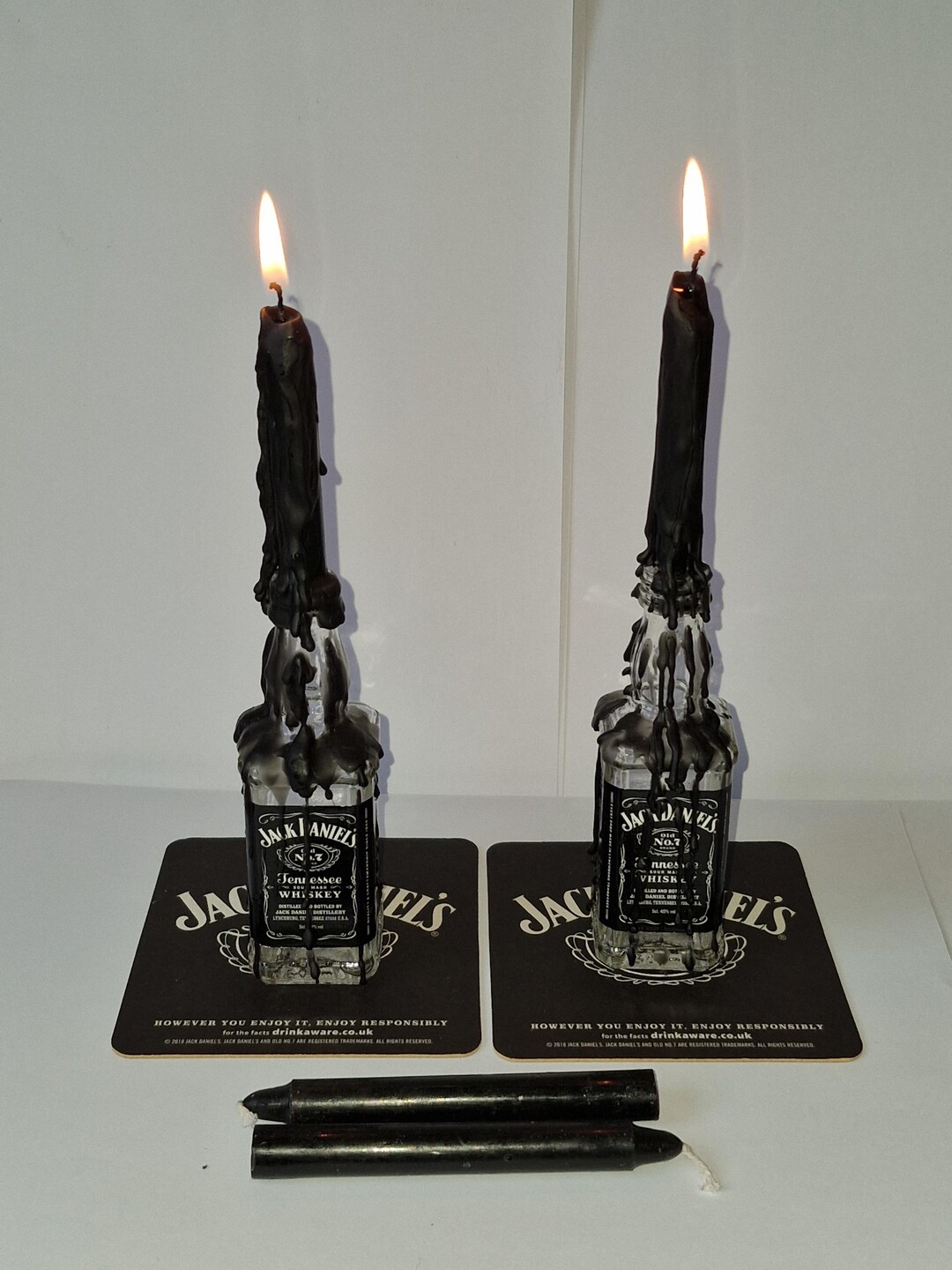 2 X Jack Daniels Whiskey 5cl Miniature Bottles With Black Melted ...