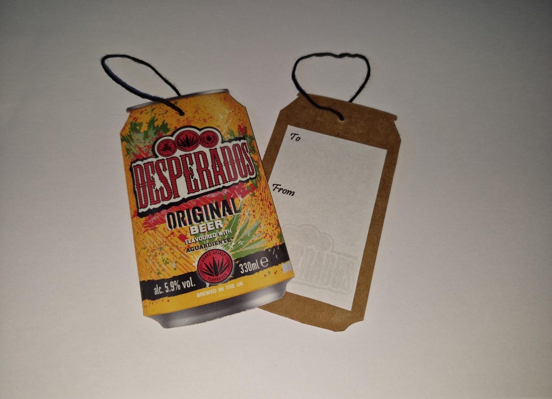 2 Desperados Tequila Beer Lager Can Birthday Tags Christmas Gift Tags ...