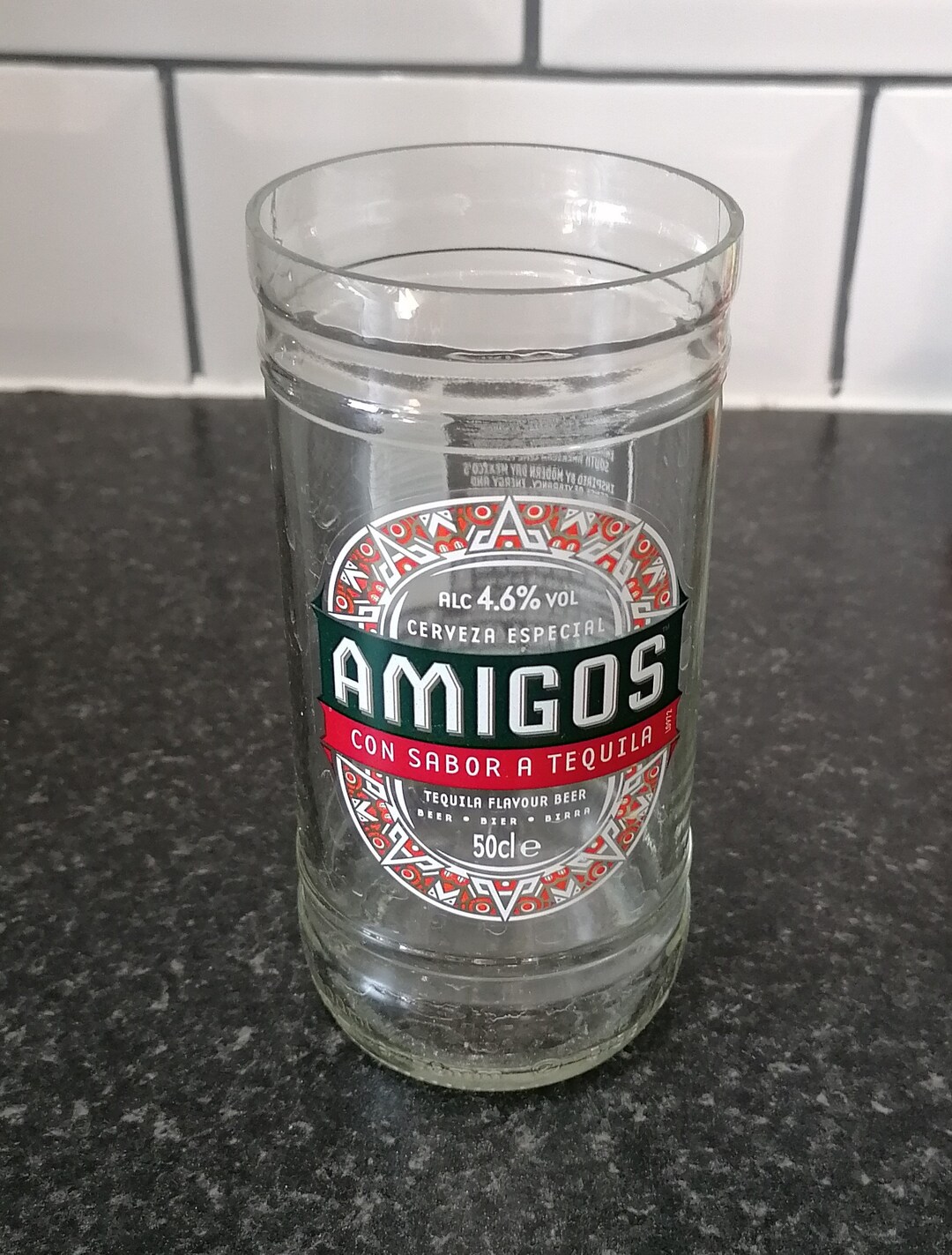 AMIGOS Tequila Flavoured Beer 500ml Recycled Glass Bottle Into Tumbler ...