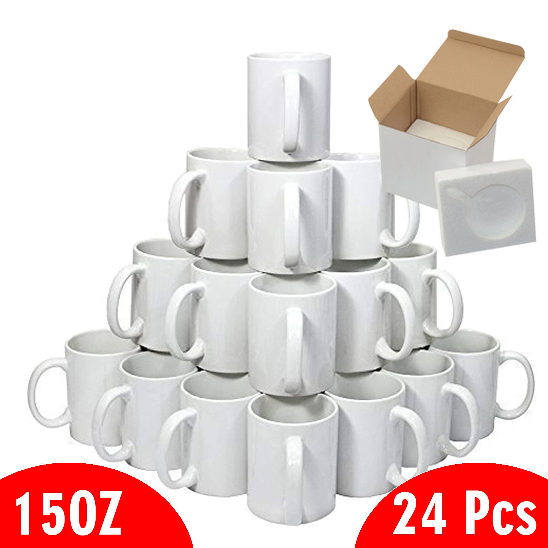 15oz Sublimation Mugs With Gift Mug Box. Mugs - Cardboard Box With Foam ...