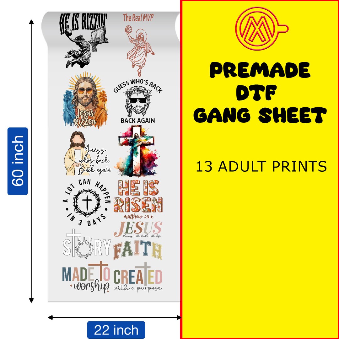 Jesus Has Risen DTF Transfer Gang Sheets - 22x60 - Direct-to-film - Etsy