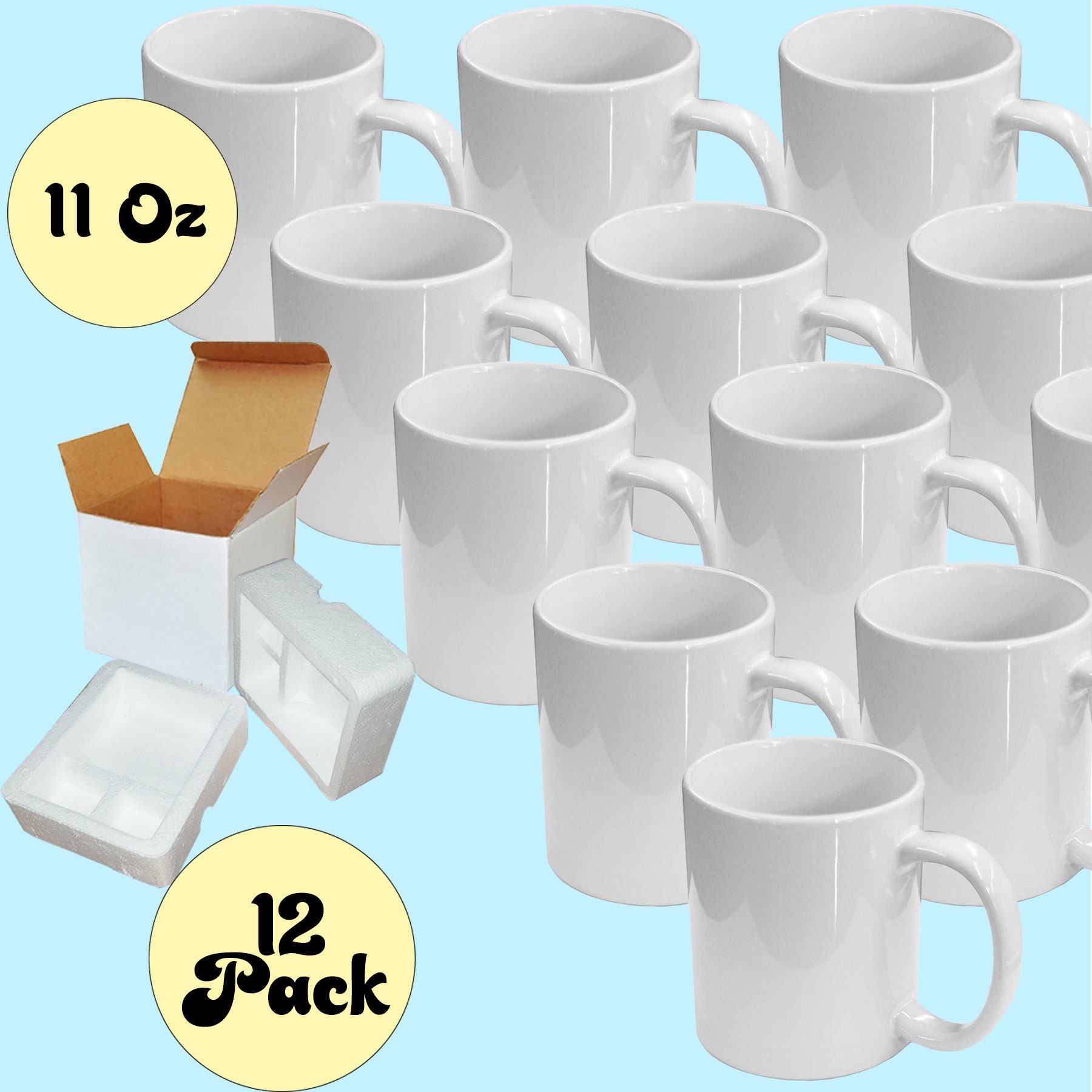 11oz Sublimation Mugs With Gift Mug Box. Mugs - Cardboard Box With Foam ...