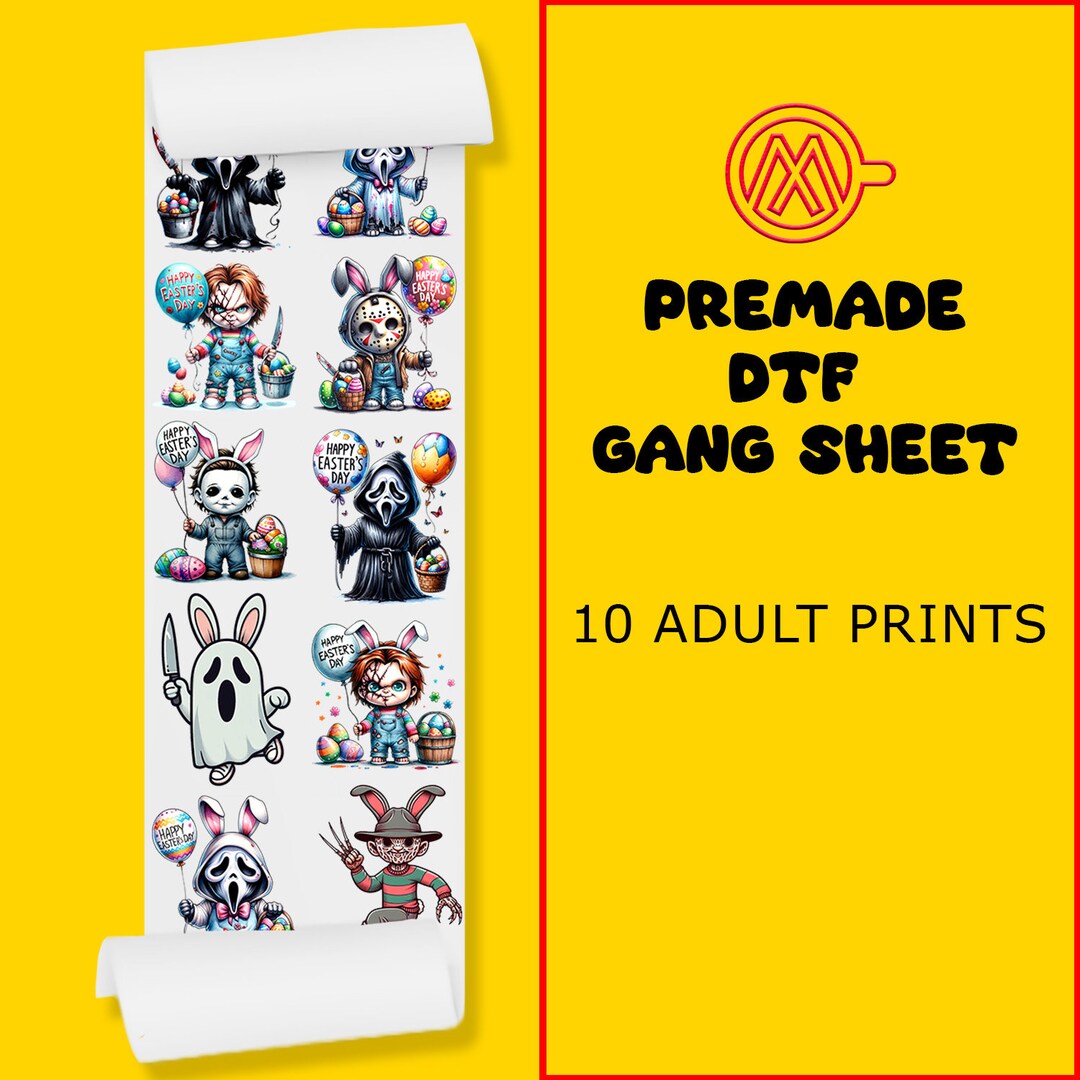 Easter Horror Movie Characters DTF Transfer Gang Sheets - 22x60 Direct ...
