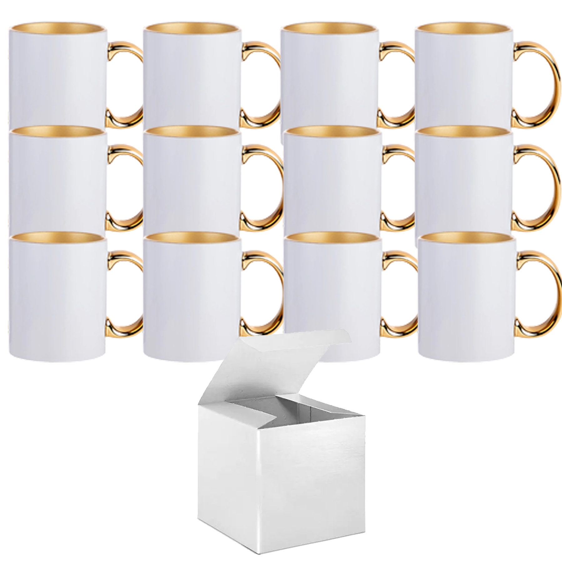 12 Pcs 11 Oz. GOLD Inner & Handle- Ceramic Sublimation Mugs ...