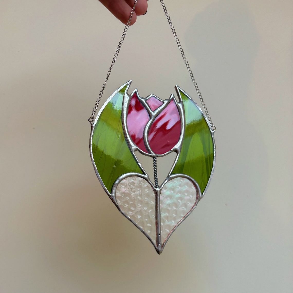 Stained Glass Heart Tulip Flower Pattern - Etsy