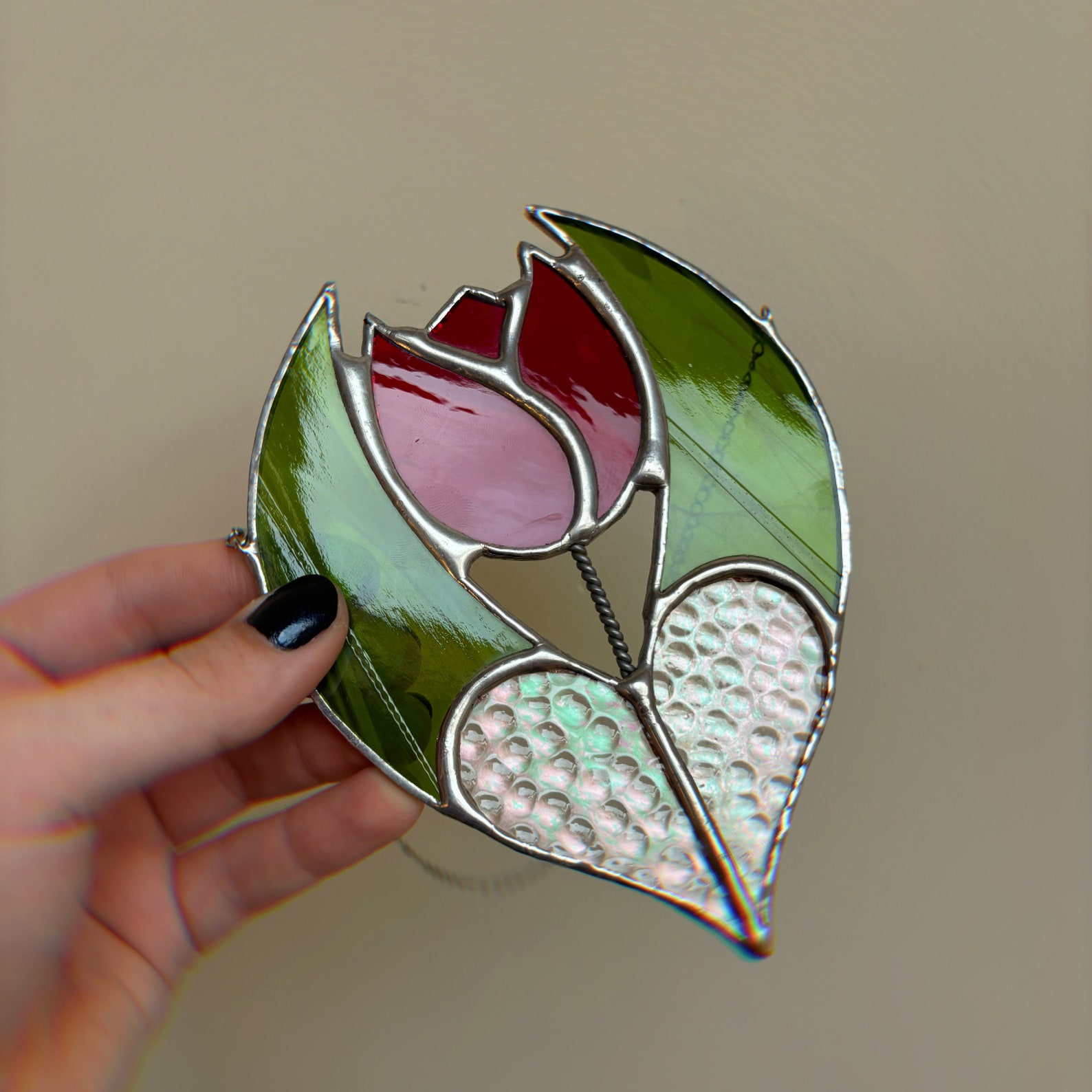 Stained Glass Heart Tulip Flower Pattern - Etsy