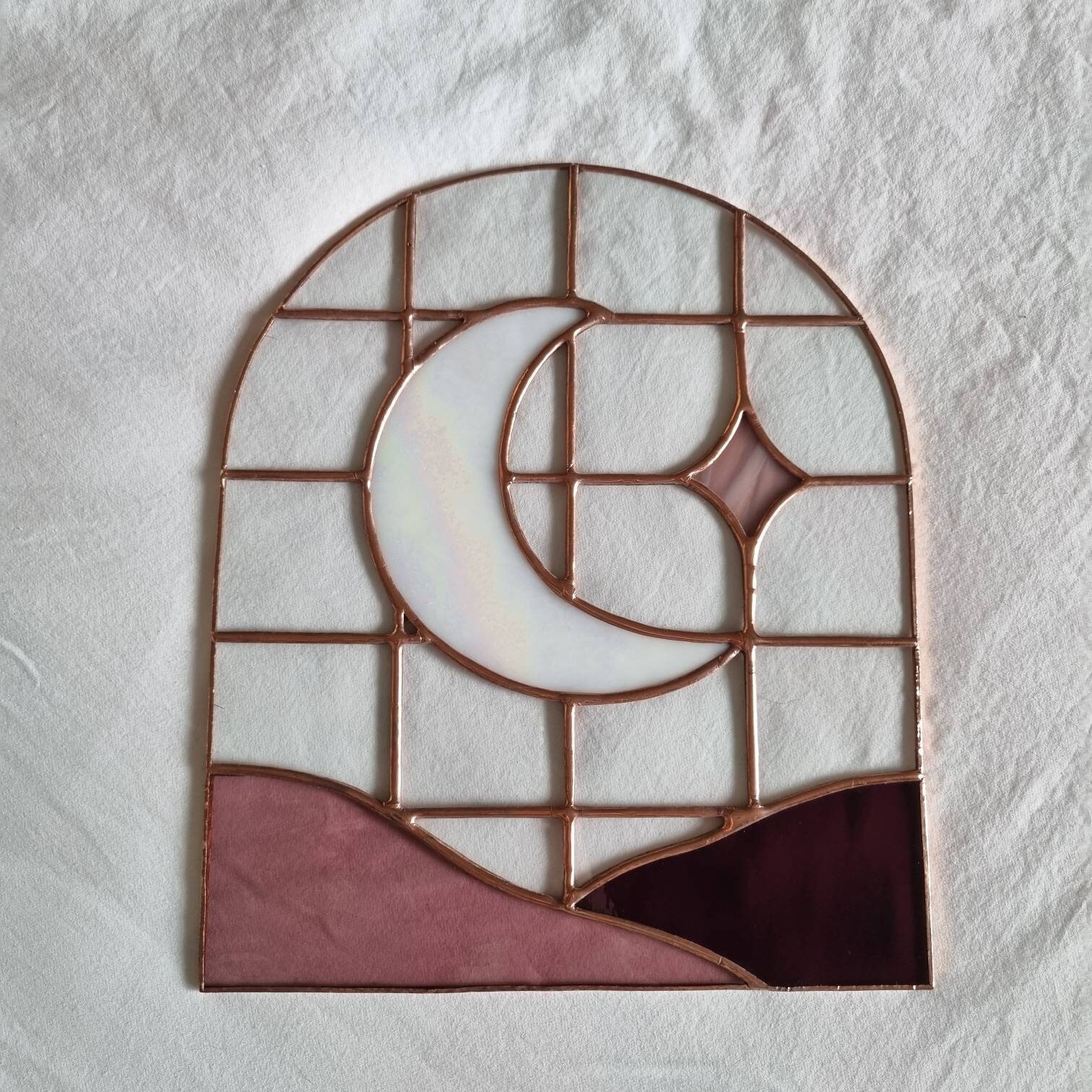 Standing Stained Glass Moon and Star Window Suncatcher Decor - Etsy