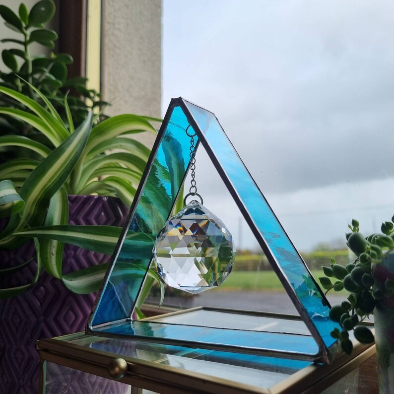 Stained Glass Triangle Suncatcher (choose Your Colour) - Etsy