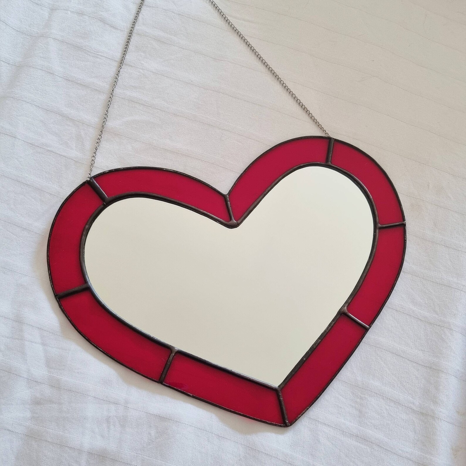 Stained Glass Red Heart Mirror - Etsy