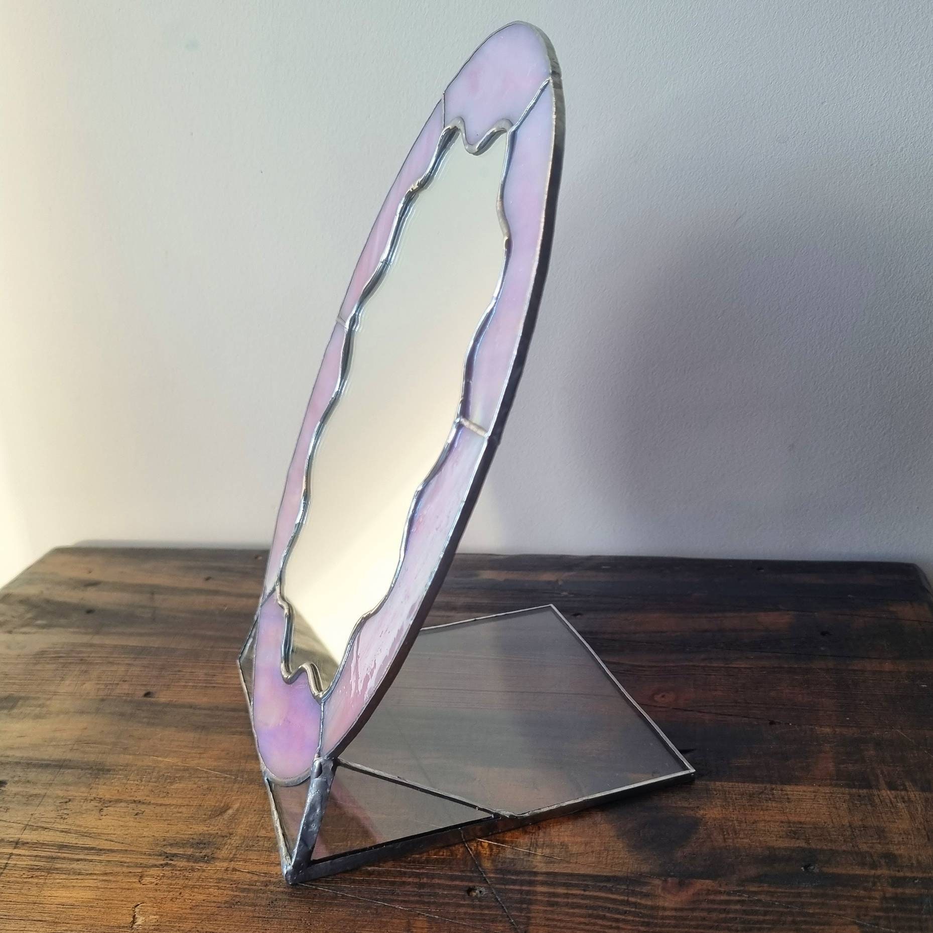 Iridescent Stained Glass Free-standing Tabletop Mirror - Etsy