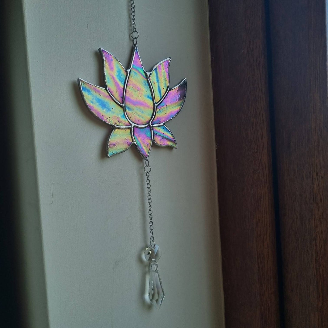 Iridescent Stained Glass Lotus Flower - Etsy