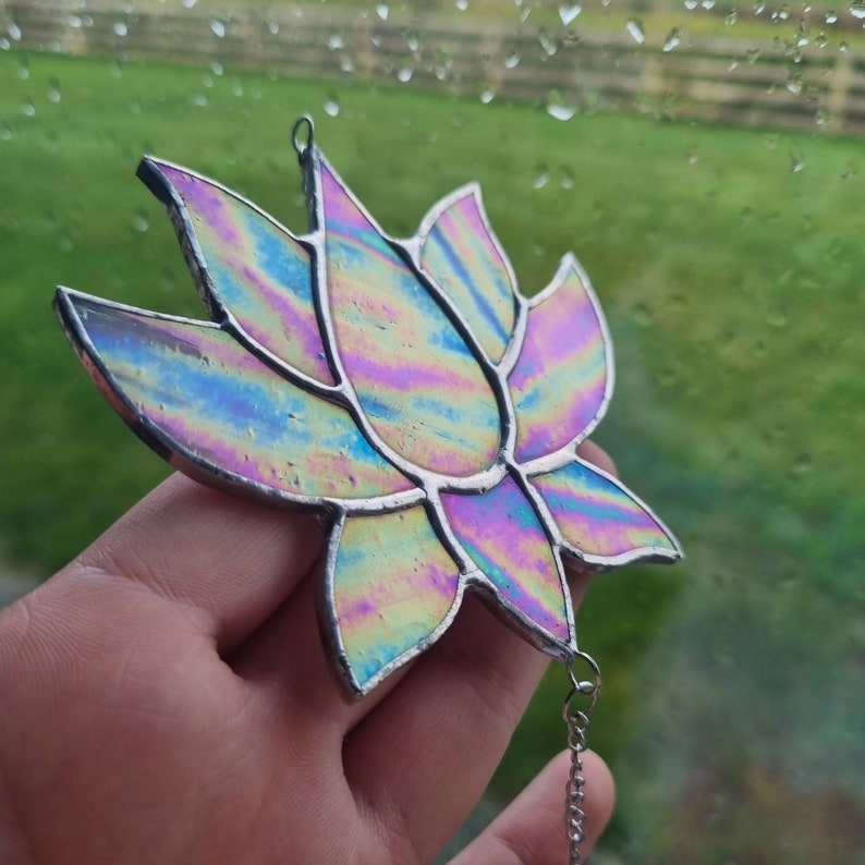 Iridescent Stained Glass Lotus Flower - Etsy