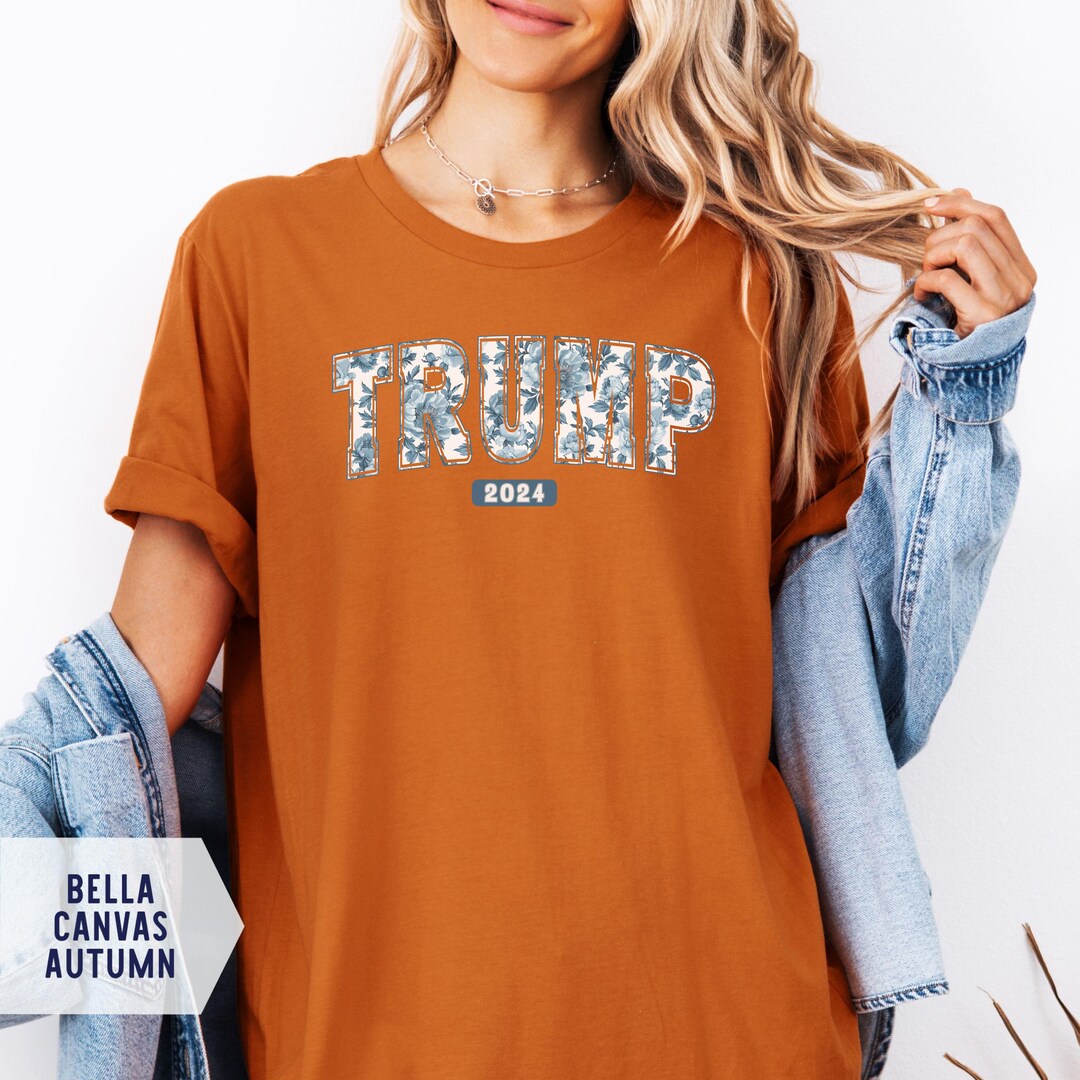 Trump Shirt for Women, Girl Aesthetic Republican Tshirt, Blue Floral ...