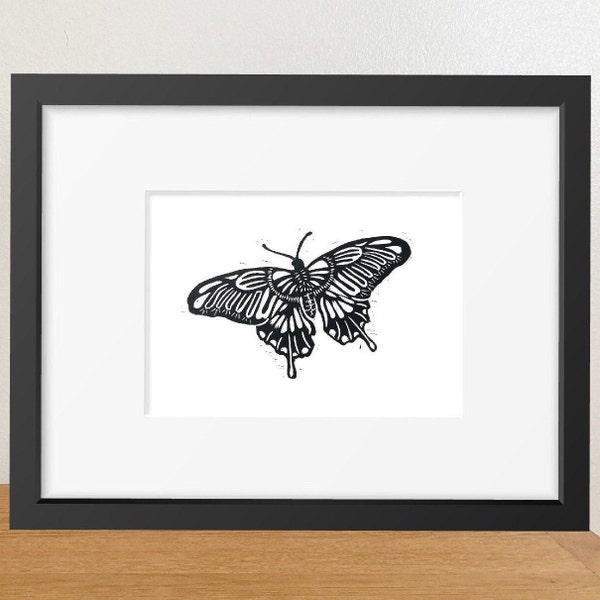 Butterfly Linocut - Etsy UK