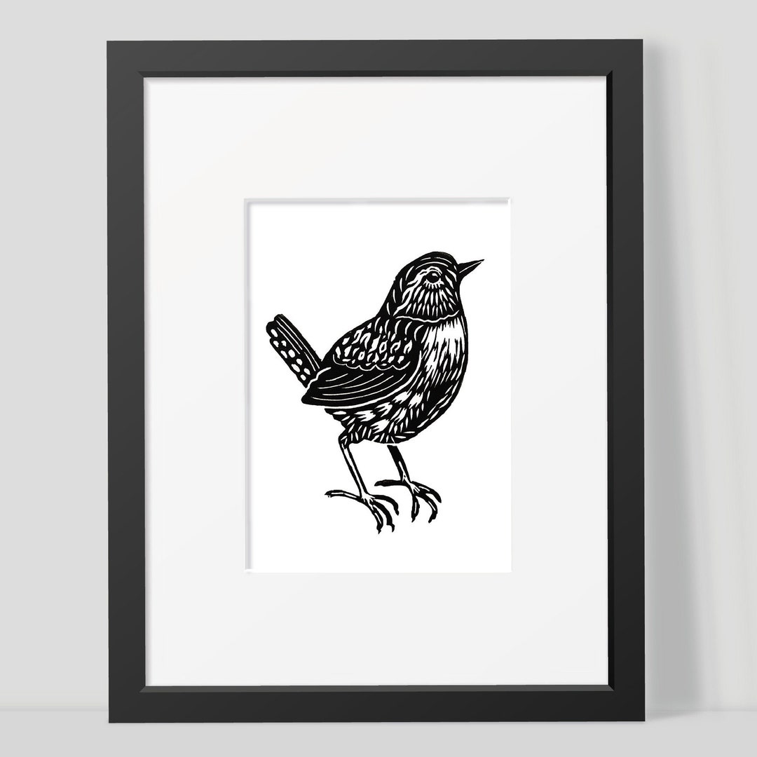 Original Wren Lino Print Small Limited Edition Bird Lovers Gift - Etsy
