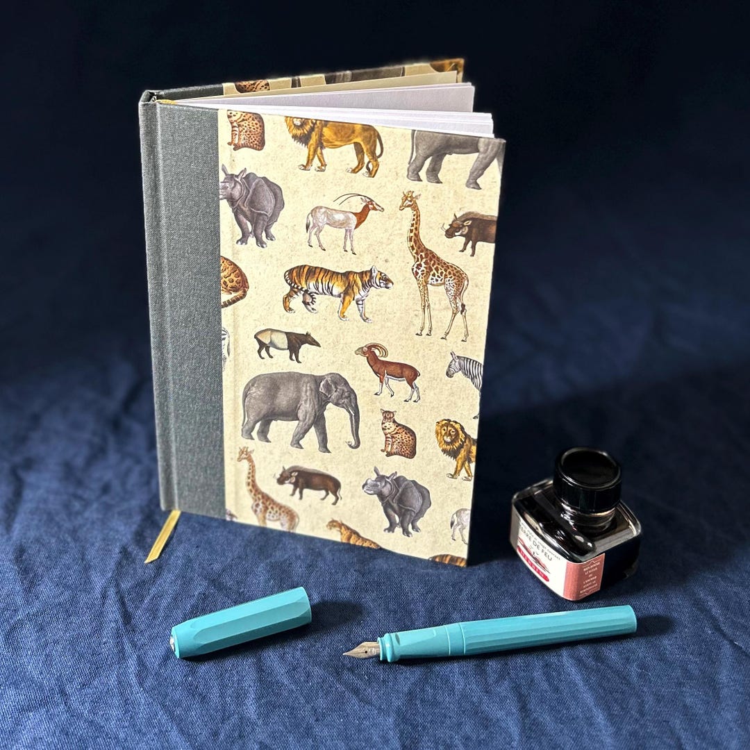 Traditional Hand Made Quarter Cloth Bound A5 Blank Unlined Hardcover ...