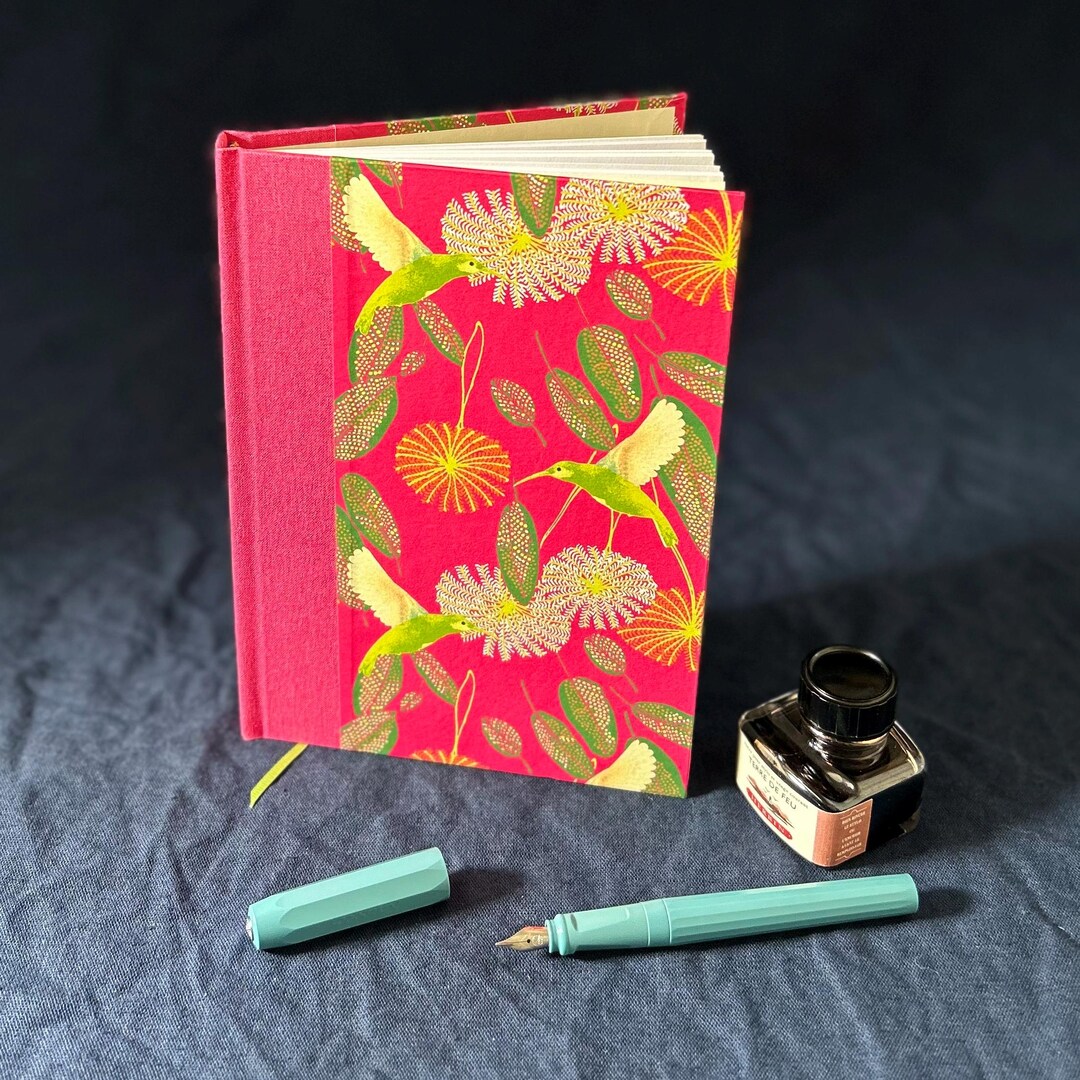 Traditional Hand Made Quarter Cloth Bound A5 Blank Unlined Hardcover ...