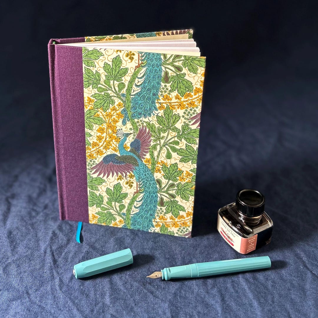 Traditional Hand Made Quarter Cloth Bound A5 Blank Unlined Hardcover ...