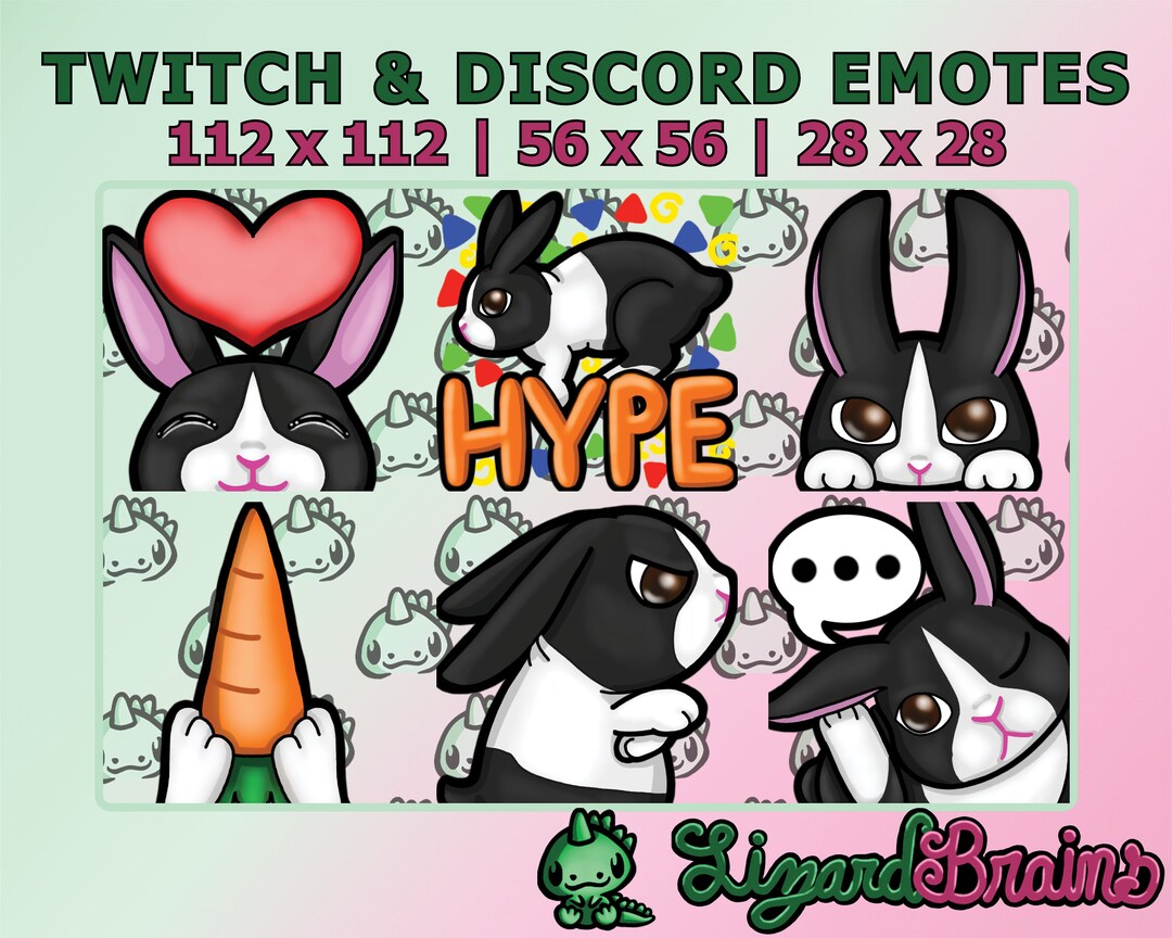 Rabbit Emote Set Cute Emotes for Discord or Twitch Black - Etsy