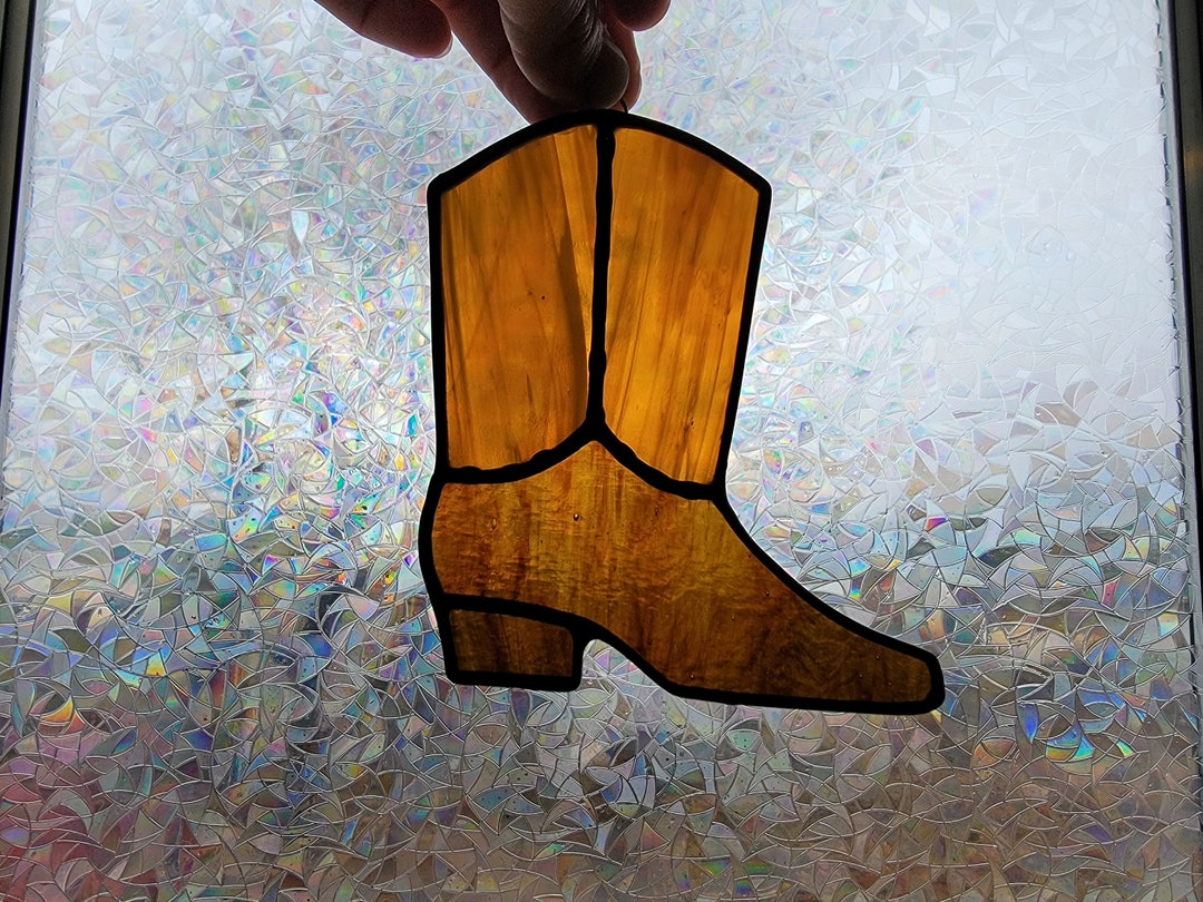 Stained Glass Cowboy Boot | Cowgirl Boot | Suncatcher - Etsy