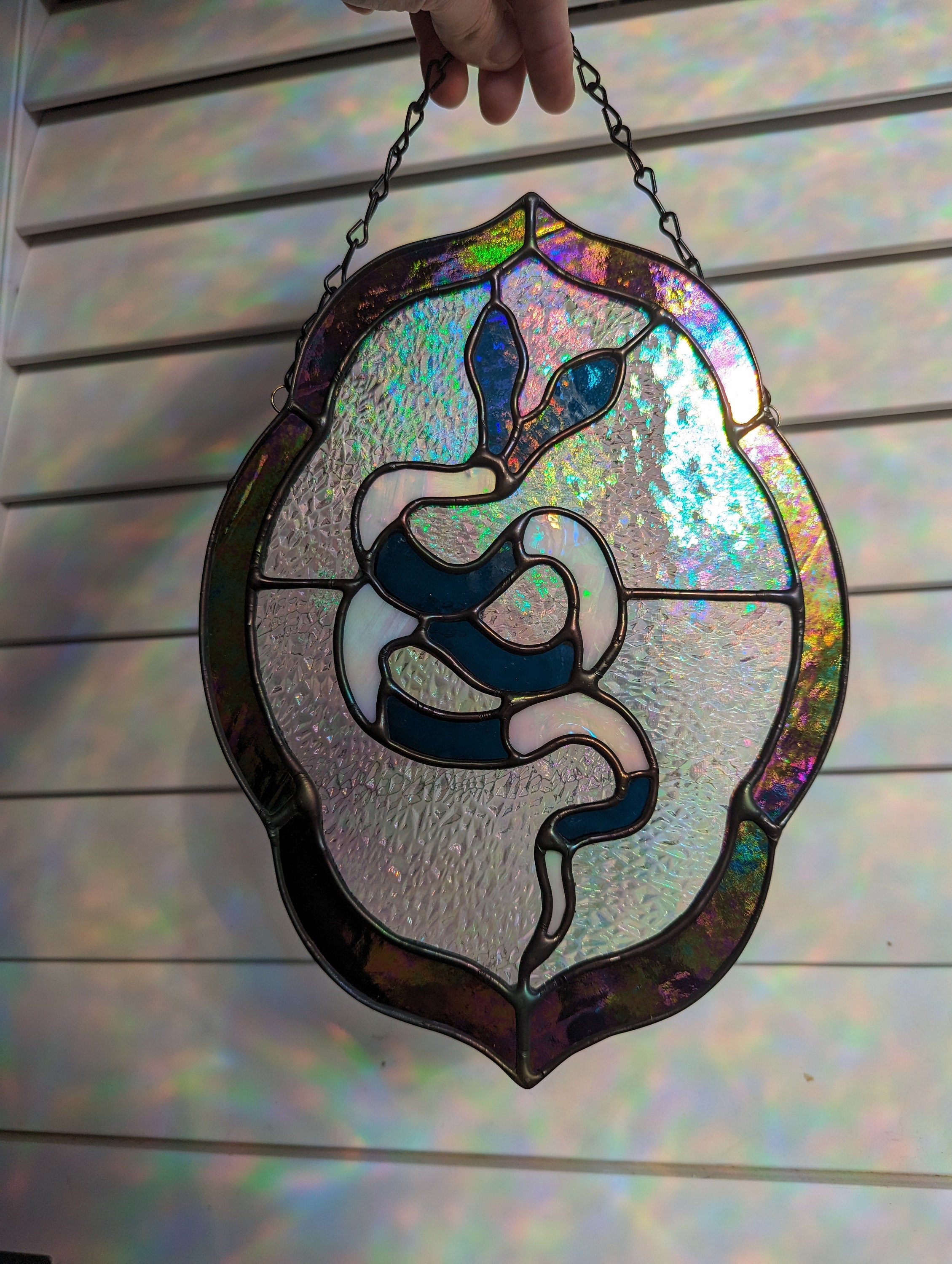 Two Headed Snake Stained Glass Panel - Etsy