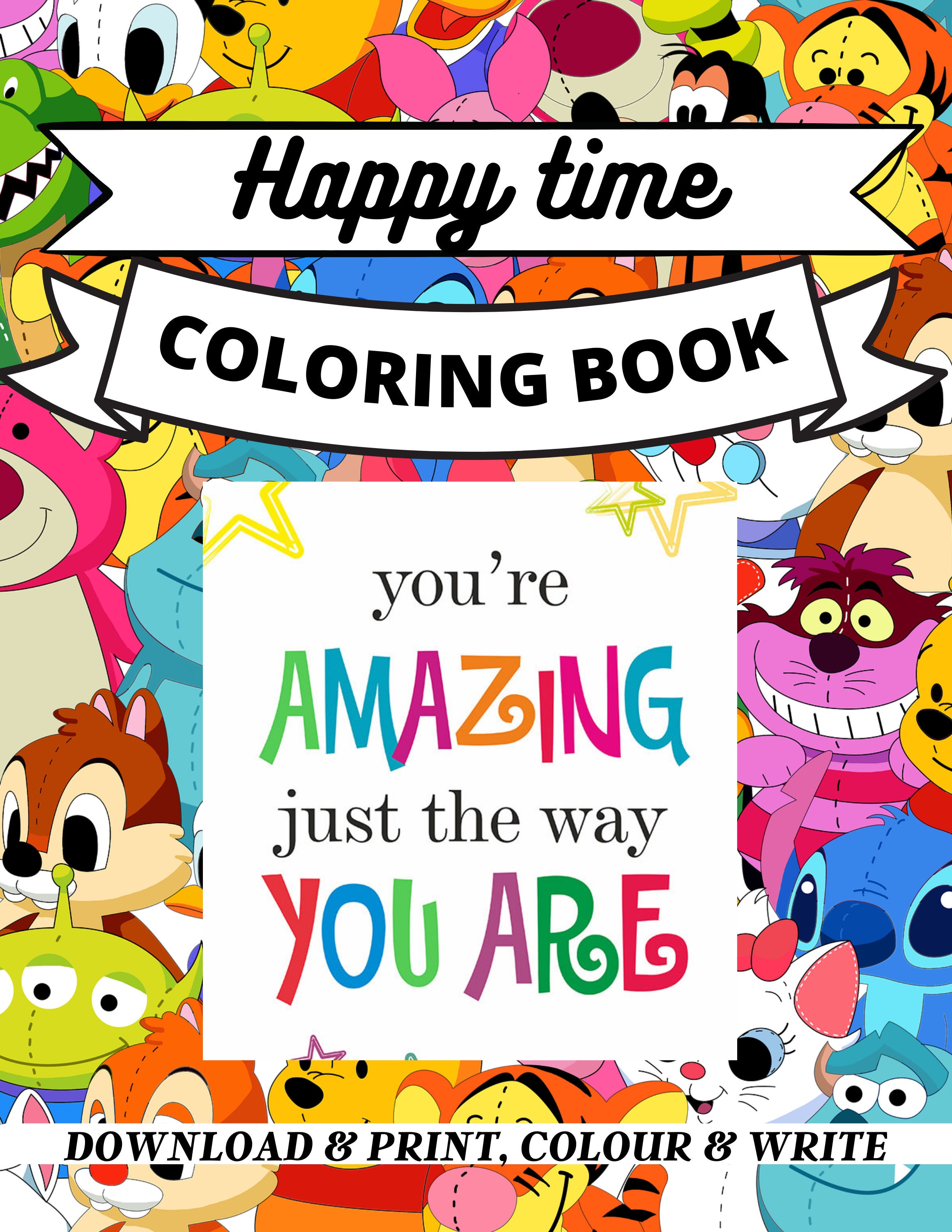 Happy Time Coloring Pages - Etsy