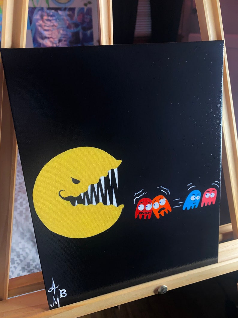 Monster Pac Man Acrylic Painting - Etsy
