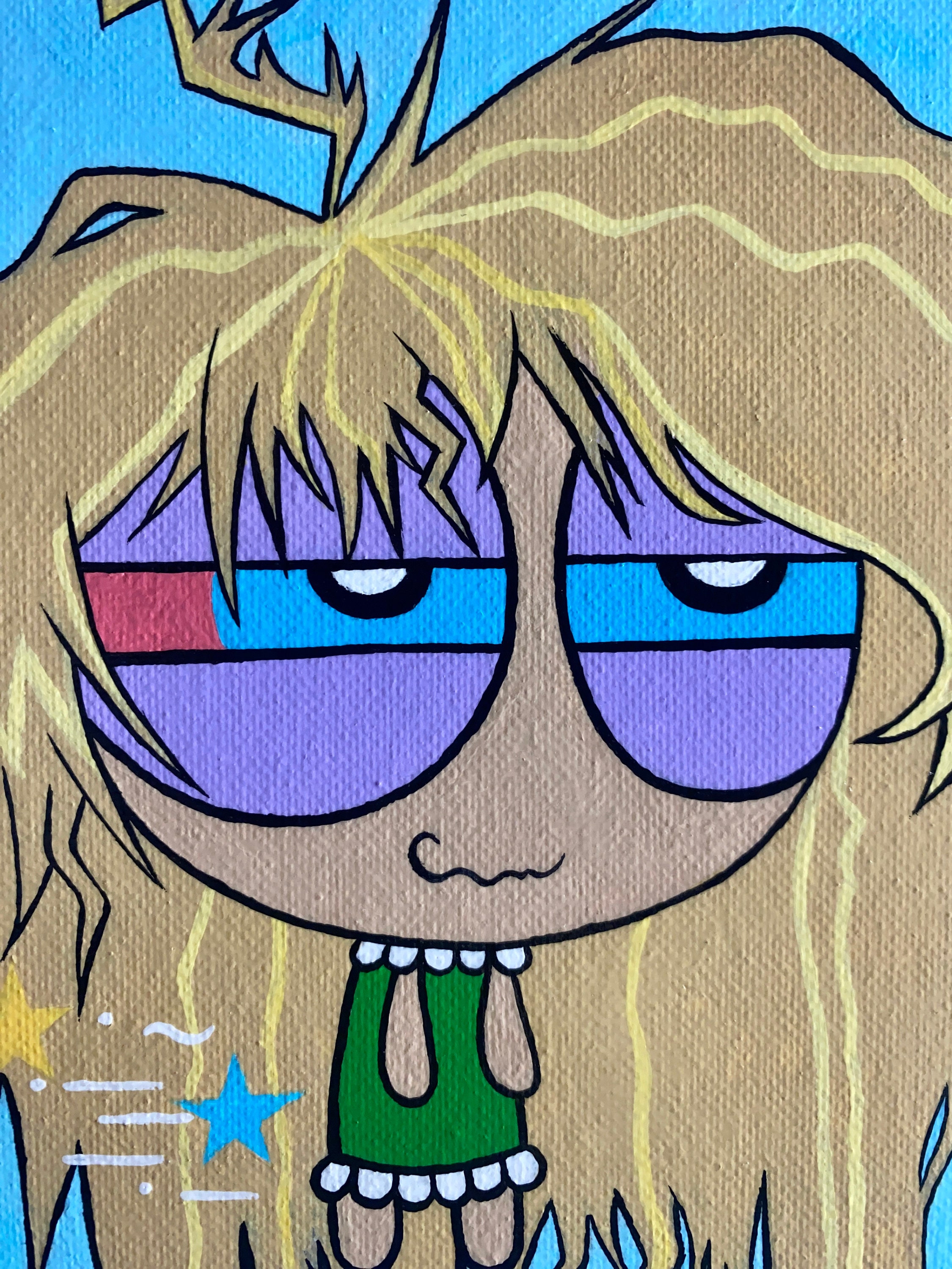 Sleepy/ Stoned Powerpuffgirl Acrylic Painting - Etsy