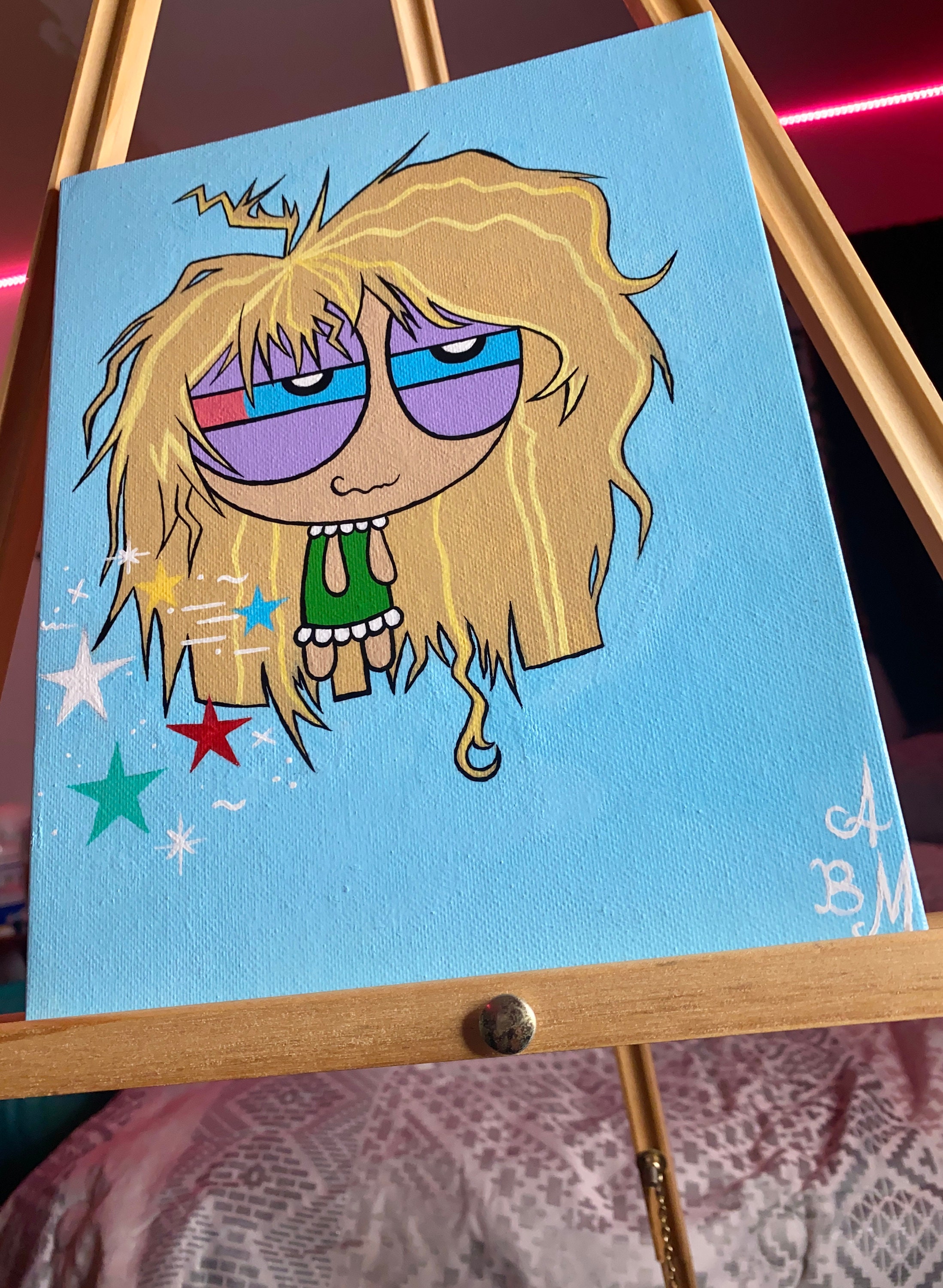 Sleepy/ Stoned Powerpuffgirl Acrylic Painting - Etsy
