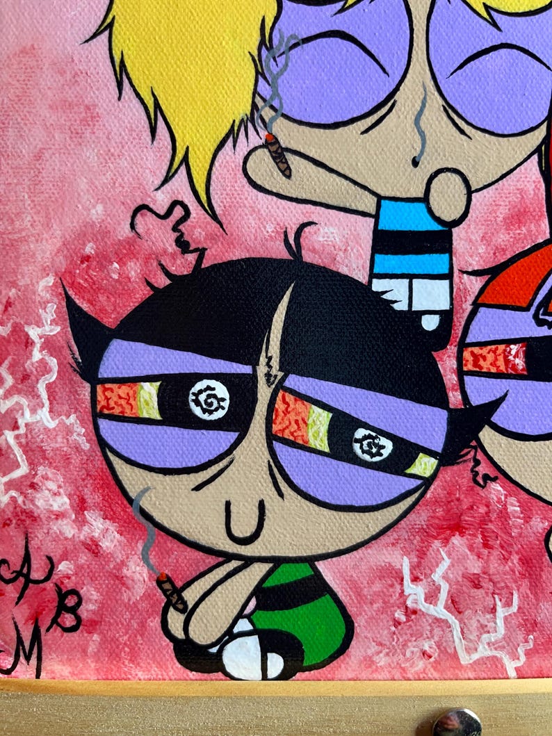 Super Stoned Powerpuffgirlz Acrylic Painting - Etsy
