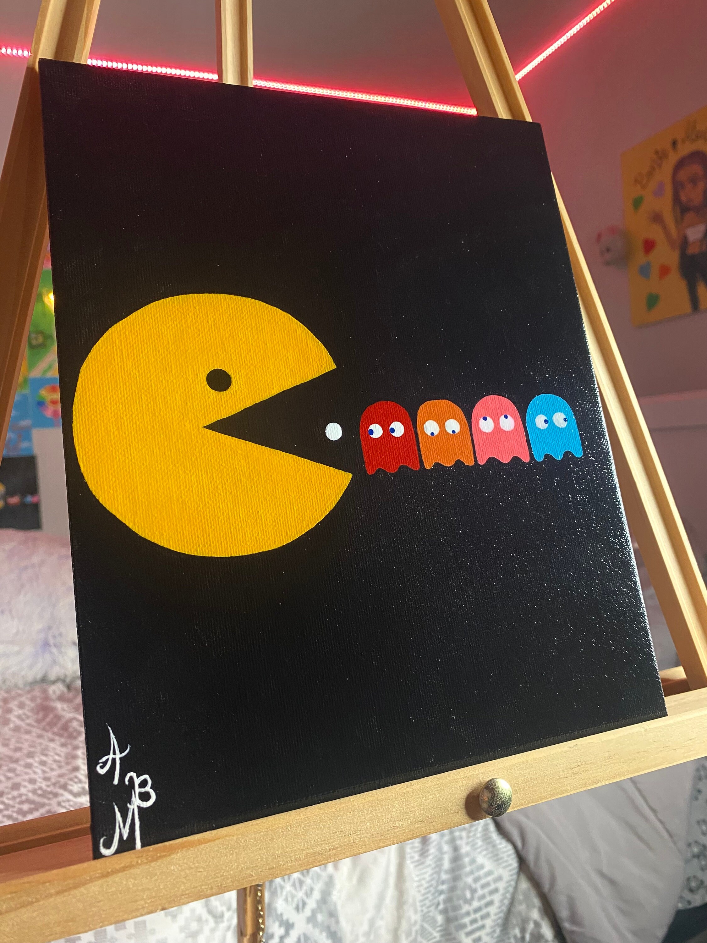 Pac-man and Ghosts Acrylic Painting - Etsy