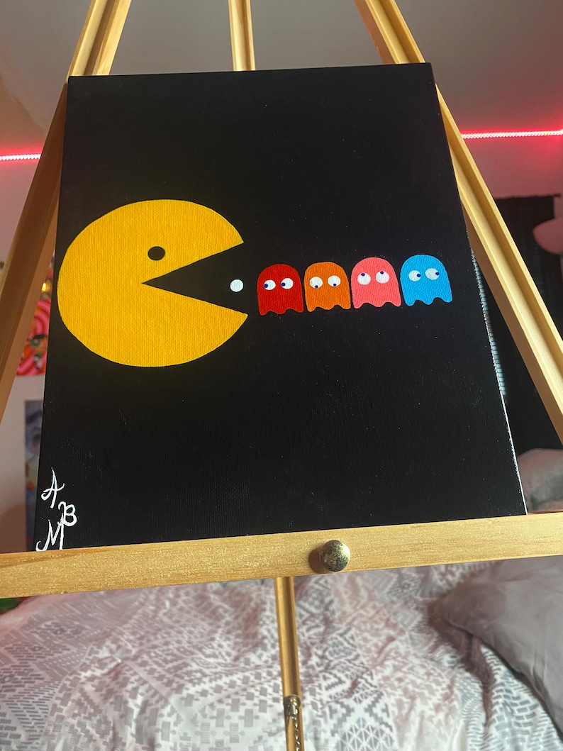 Pac-man and Ghosts Acrylic Painting - Etsy