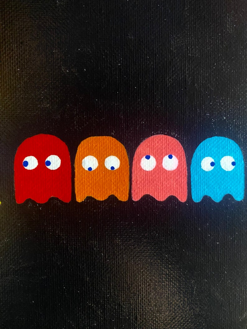 Pac-man and Ghosts Acrylic Painting - Etsy