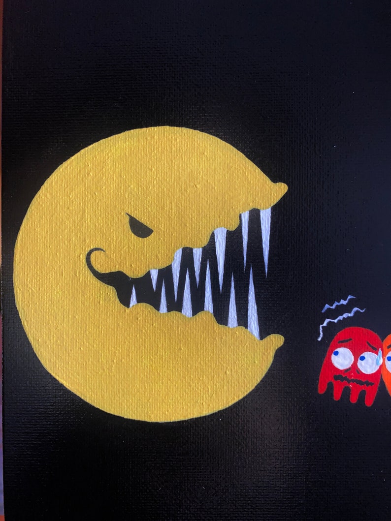Monster Pac Man Acrylic Painting - Etsy