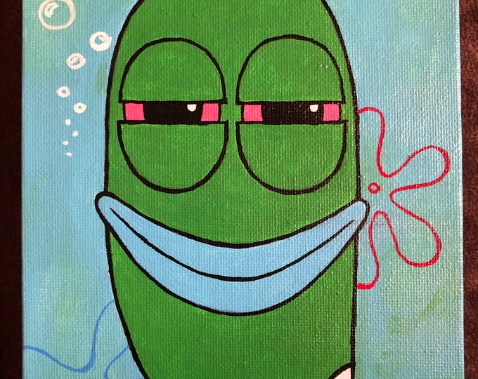 Stoned Spongebob Life Guard Canvas Painting - Etsy