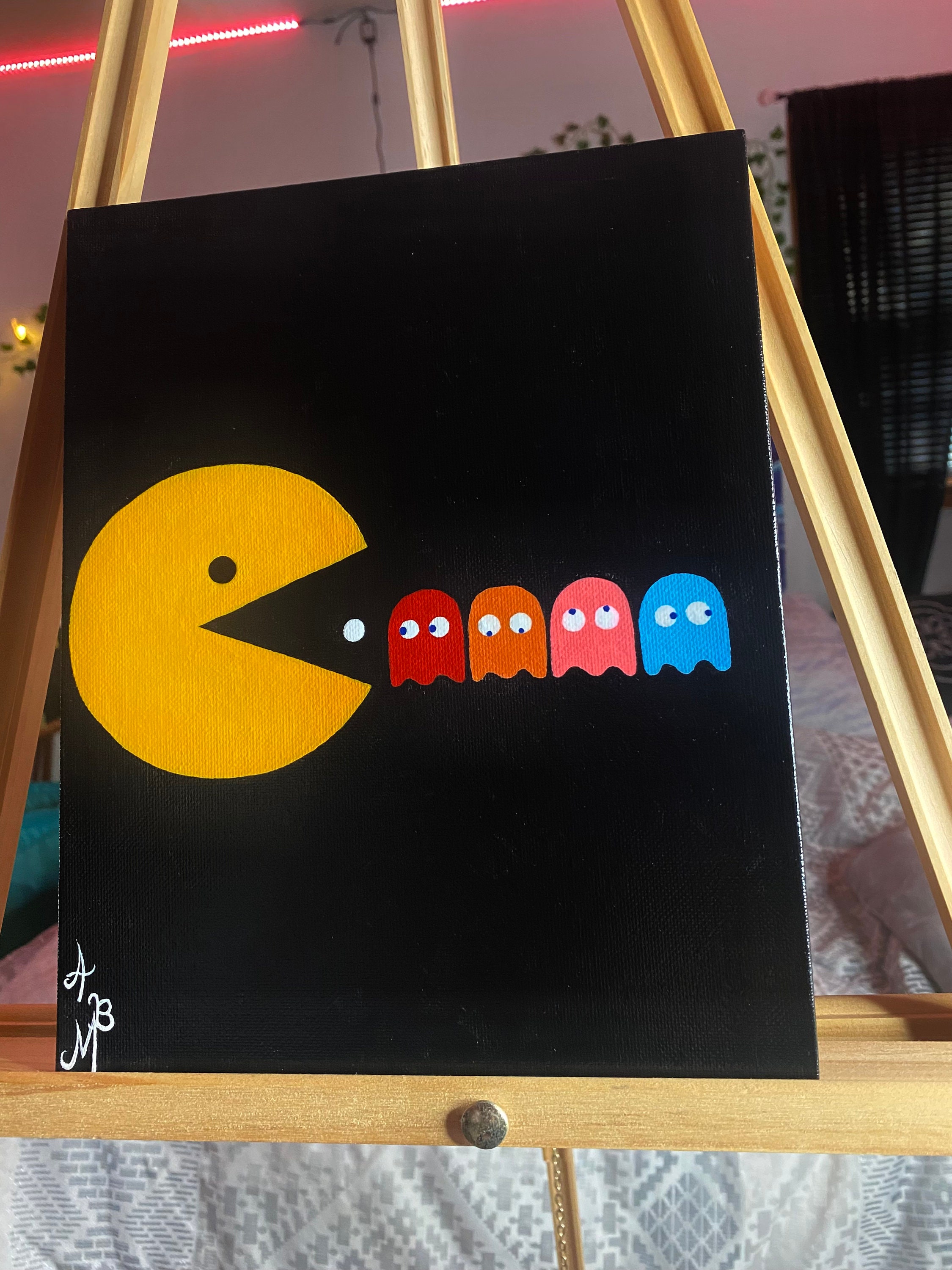 Pac-man and Ghosts Acrylic Painting - Etsy