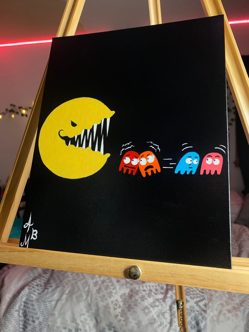 Monster Pac Man Acrylic Painting - Etsy
