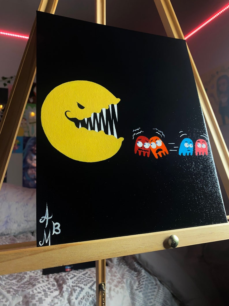 Monster Pac Man Acrylic Painting - Etsy