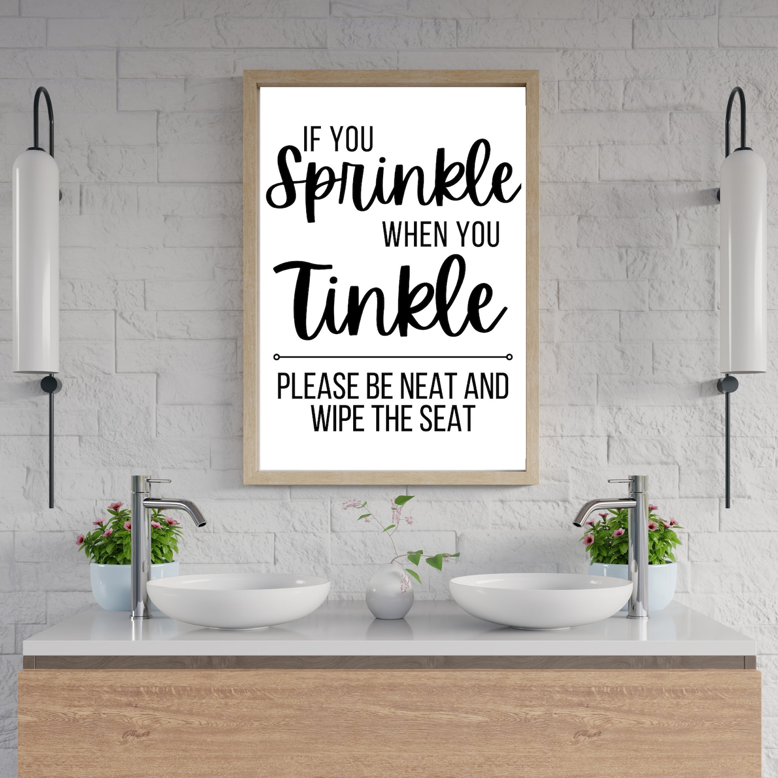 Sprinkle When You Tinkle Sign, Funny Air Bnb, VRBO, Rental Bathroom ...