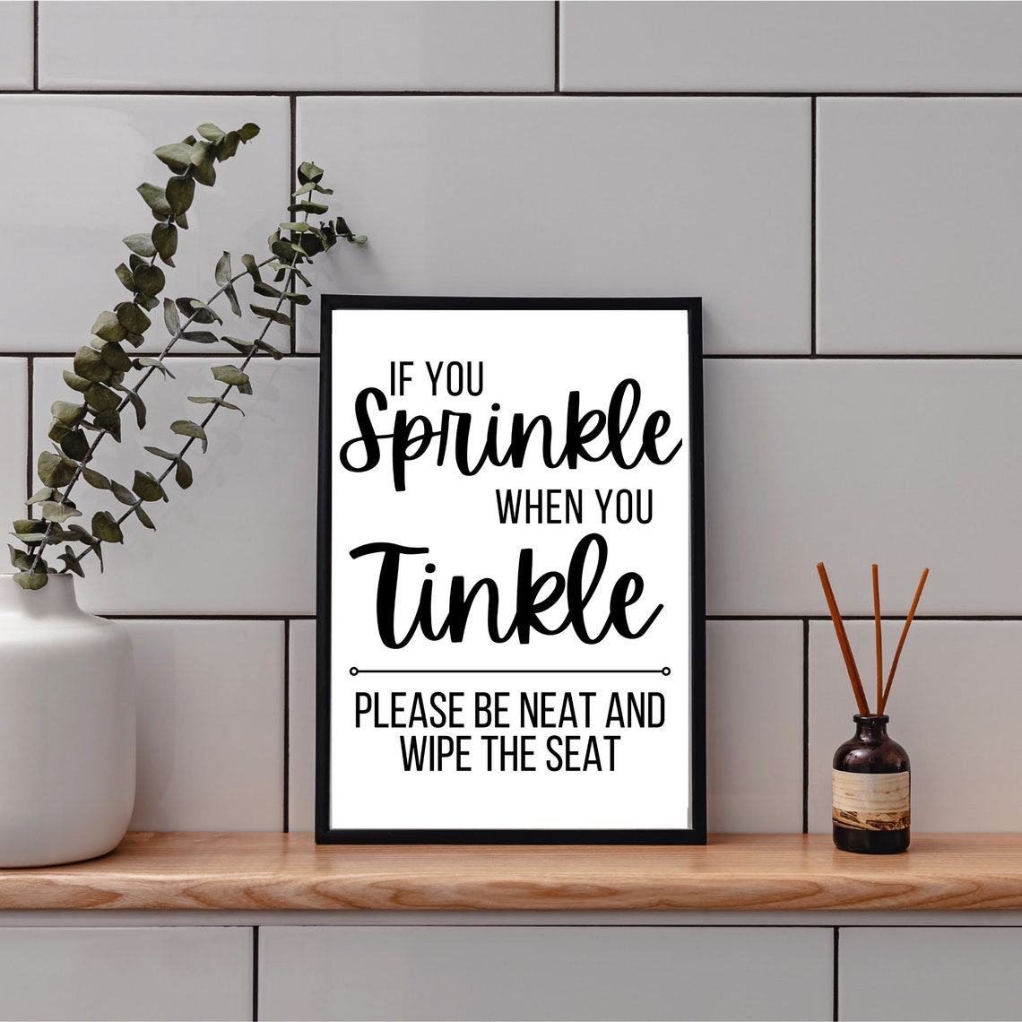 Sprinkle When You Tinkle Sign, Funny Air Bnb, VRBO, Rental Bathroom ...