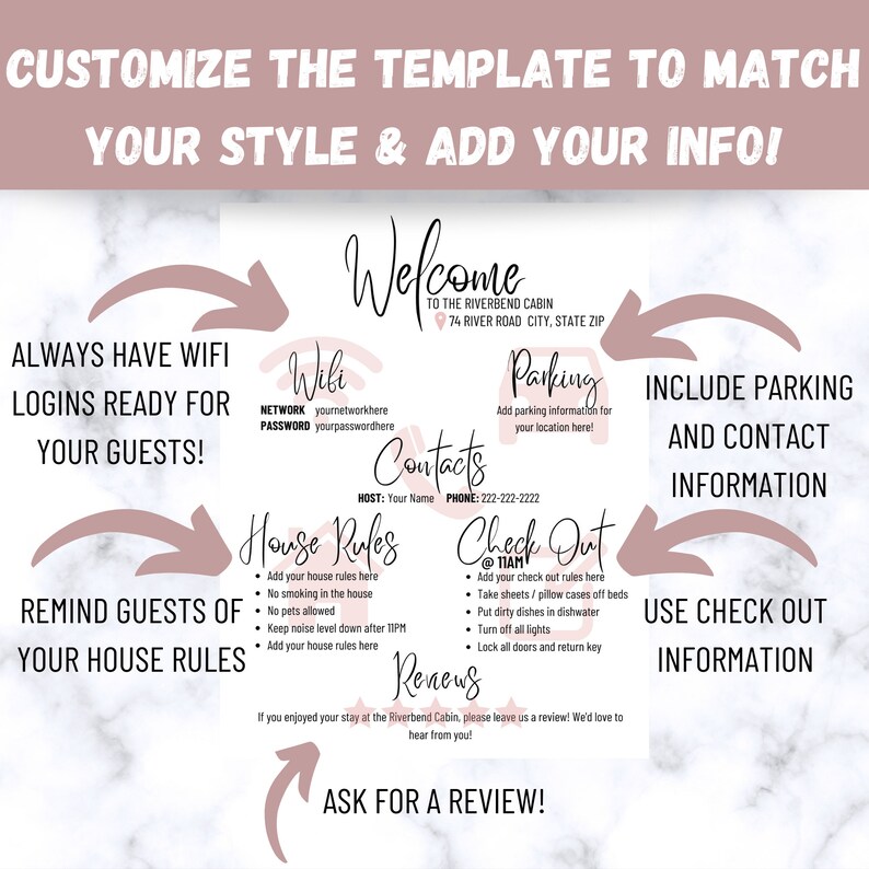 Air Bnb Welcome Sign Bundle Wifi Login Parking Host - Etsy